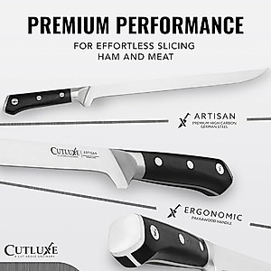 Cutluxe Ham Knife 12" - Spanish Style Meat Slicer, Carving Serrano Ibérico & Italian Prosciutto - Premium High Carbon Stainless Steel Blade - Ergonomic Black Handle - Artisan series