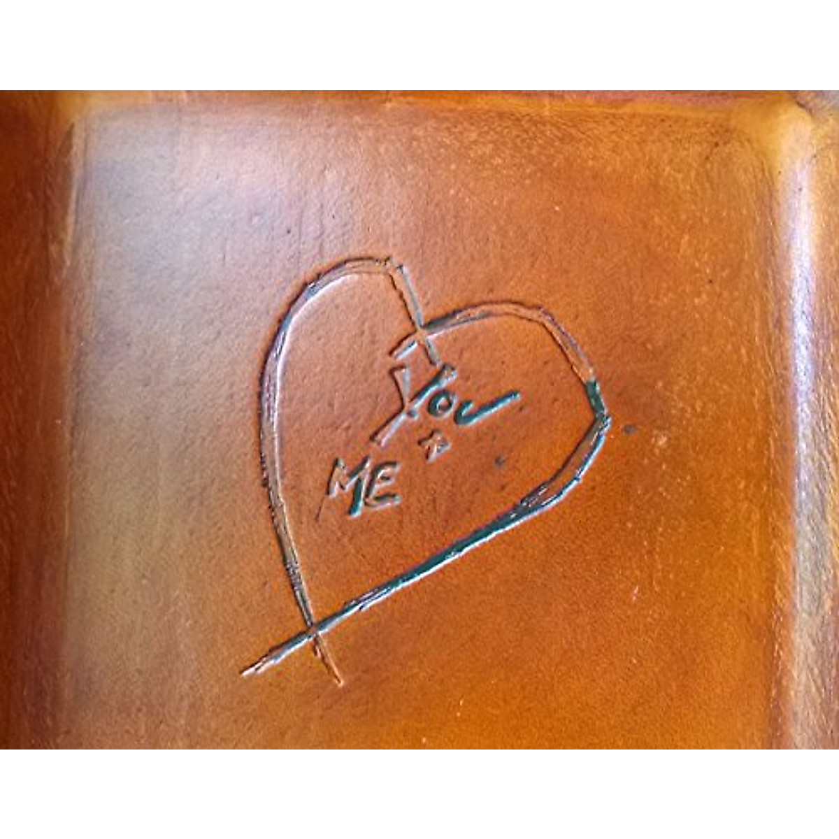 3rd Anniversary Leather Tray. Distressed Leather Valet with Heart.