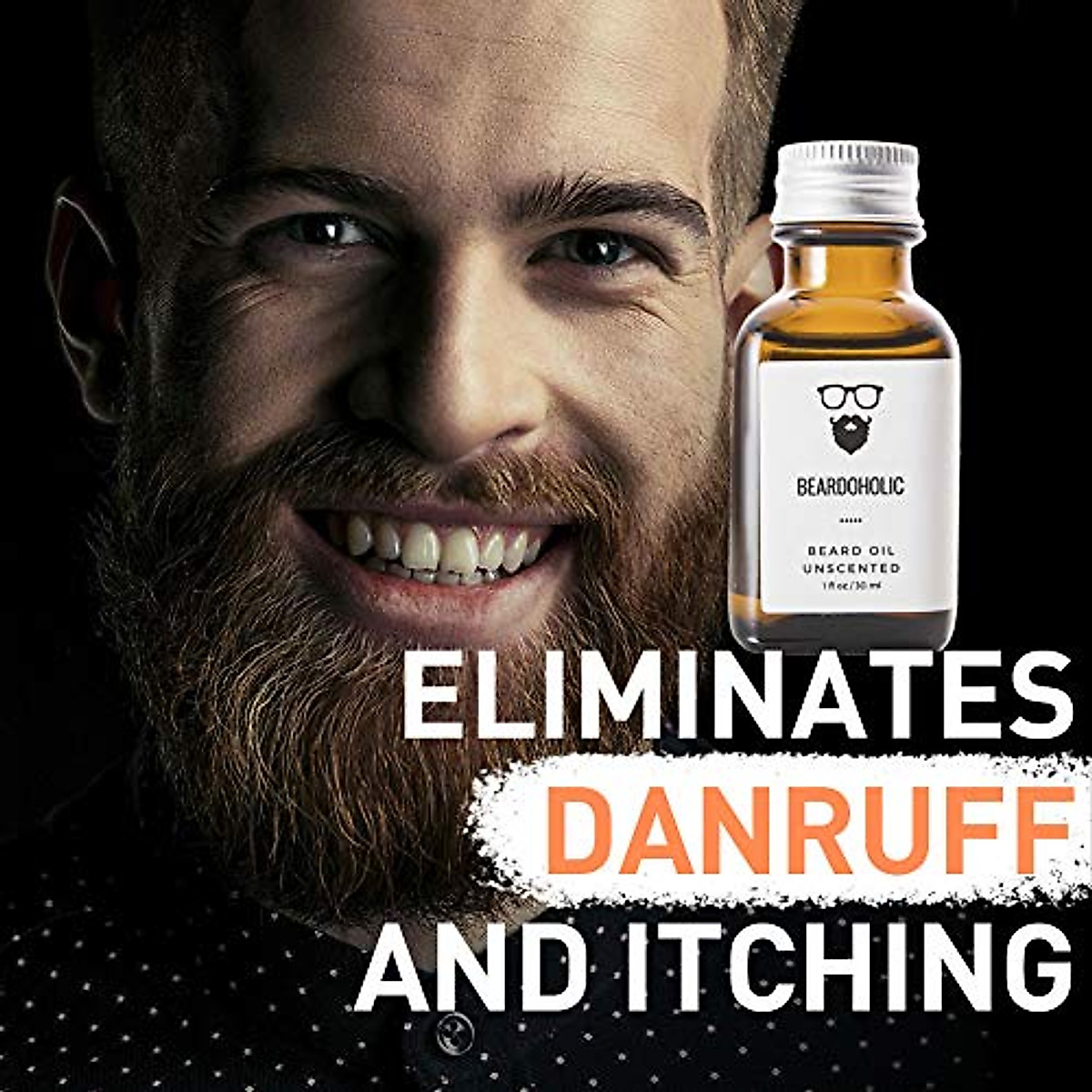 Beardoholic Beard Oil – 7 All-Natural Ingredients – Faster and Thicker Beard Growth – Eliminates Itch and Dandruff Instantly – Unscented Beard Growth Oil - 30 ml Leave-in Conditioner and Softener
