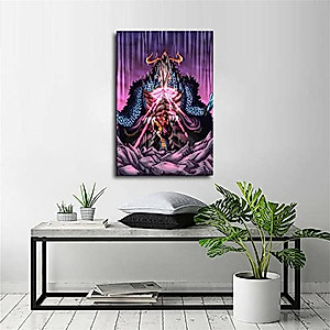 Japanese Anime One Piece Luffy Vs Kaido Poster Decorative Painting Canvas Wall Art Living Room Posters Bedroom Painting 16x24inch(40x60cm)