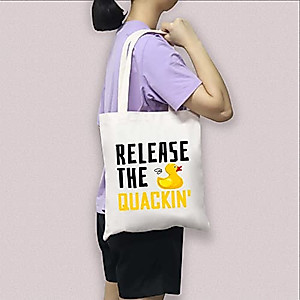 BDPWSS Rubber Duck Tote Bag Duck Lover Gift Release The Quacking Yellow Ducks Handbag For Duck Owner Duck Mom Gift (Release quacking TG)