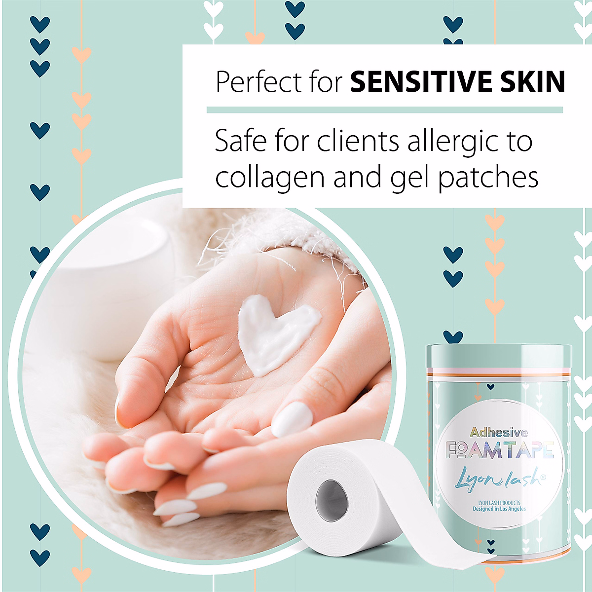 Lyon Lash Foam Tape | Medical Elastic Eyelash Tapes for Eyelash Extensions | Eyelash Extension Supplies Under Eye Pads Lint Free Patches Hypoallergenic Latex Free (1 inch x 4)