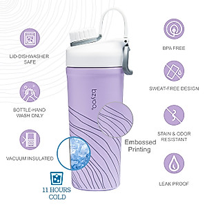 bzyoo 26oz Double-Walled Stainless Steel Insulated Tumbler with Straw Leak Proof Ideal for Smoothies, Ice Tea or Coffee Includes Mixer Ball BPA Free - Organica Purple