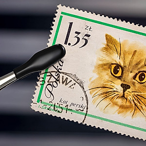 2 Pieces Tweezers with Rubber Tips Set PVC Rubber Coated Tips Bent and Straight Flat Tip Tweezers Stamp Coins Jewelry Hobby Crafts Industrial Electronic Tweezers Tools (Silver, Black)