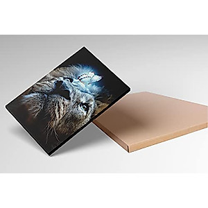 Framed Lion Canvas Wall Art With Butterfly Motivational Office Decor Ferocious VS Weak Symbol Peace For Any Room Space Ready To Hang - 12"x16"
