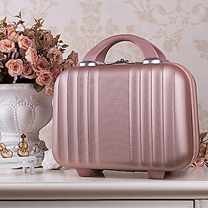 Exttlliy Mini Hard Shell Hard Travel Luggage Cosmetic Case, Small Portable Carrying Case Suitcase for Makeup (Rose Gold)