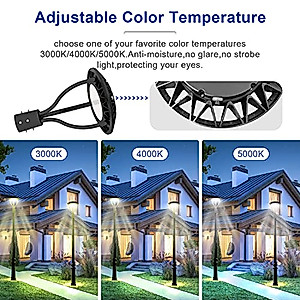 LED Post Top Light with Dusk to Dawn Photocell,80W/100W/120W/150W Power Tunable,3CCT 3000K-4000K-5000K,Outdoor Post Light LED Circular Pole Light,for Parking Lot Garden Lighting,IP65 DLC&ETL Listed