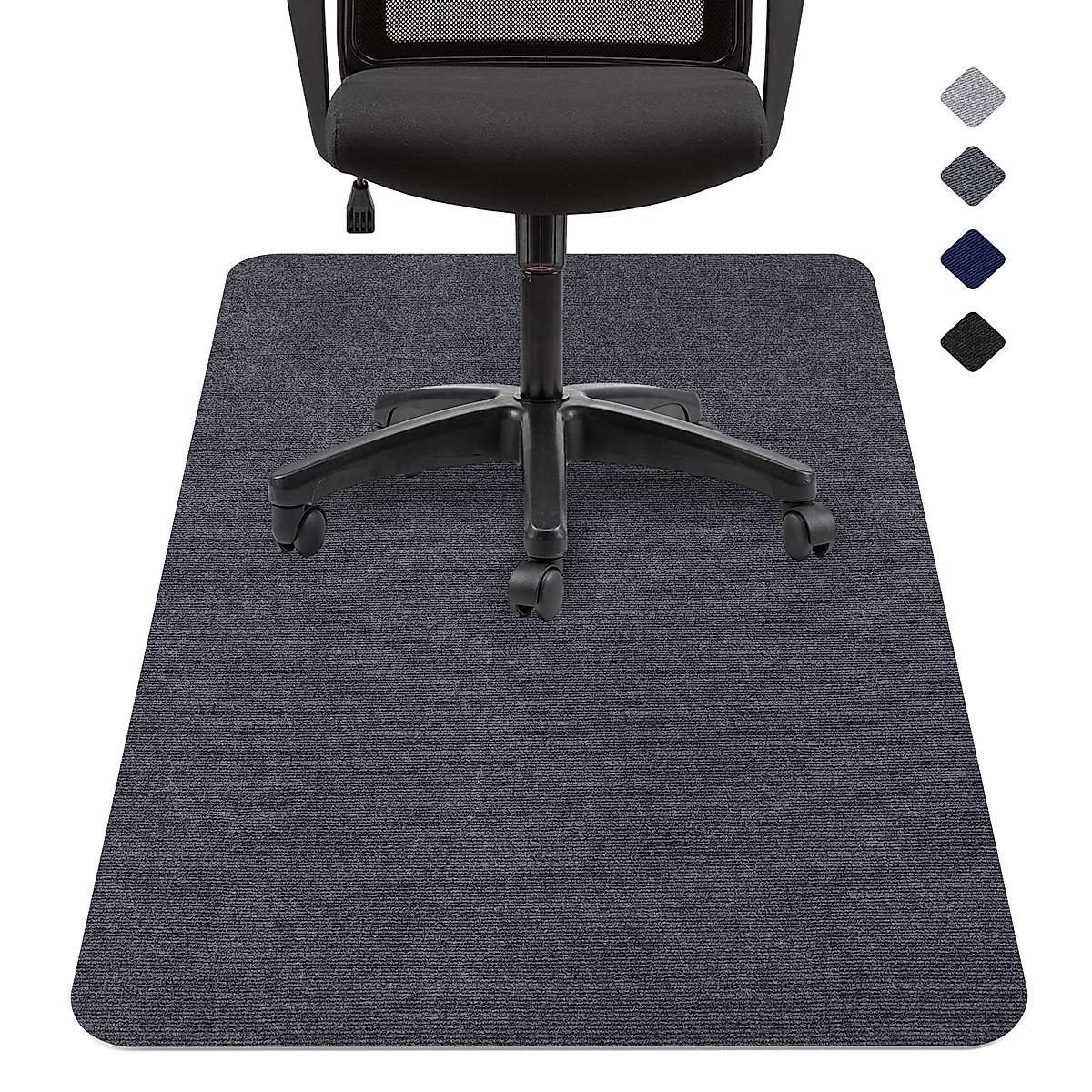 JOENIE Office Chair Mat for Hardwood & Tile Floor, 47"x35" Computer Desk Chair Floor Mat, Easy Glide Low-Pile Rug, Large Anti-Slip Multi-Purpose Floor Protector for Work, Home, Gaming (Dark Gray)