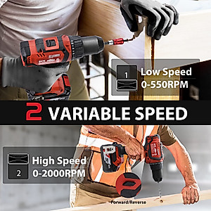 DCK Brushless Cordless Drill Set, 20V Max Electric Drill with 4.0Ah Battery 531in.lbs, 1/2Inch Keyless All-Metal Chuck, 2 Variable Speeds, Power Drill Kit for Screw Wood/Ceramic/Tile/Steel KDJZ04-13