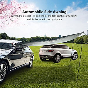 Slan Arrow Versatility Car Awning Camping Car Tail Tent Waterproof Shed 210D Silver Coated Oxford Cloth Tent for Outdoor Activities Like Camping Mountaineering Fishing for Vehicles SUV RV (Green)