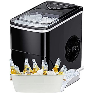 Portable Ice Maker Machine for Counter Top Compatible(Makes 26 lbs of Ice Every 24 Hours-Silver)&20/37 Quart Large Ice Bucket（20/37 Quart Large