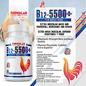 Farmalab B12 5500 Plus for Rooster Chicken Hens Poultry Gamefowl B12-5500 Plus para Gallos Gallinas Pollos Aves de Corral FARMALAB