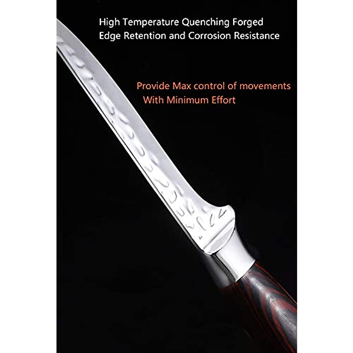 Kitory Boning Knife Forged Filleting Knife Razor sharp High-Carbon Stainless Steel Ergonomic Pakkawood Handle Professional Trimming Knife 7 INCH for Meat and Poultry