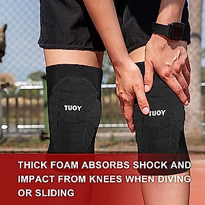 TUOY Compression Knee Pads Padded Knee Protection Pad - Youth & Adult Sizes (1 Pair)