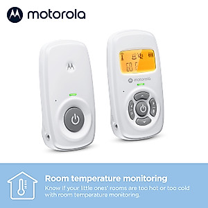 Motorola AM24 Audio Baby Monitor with LCD Screen - 1000ft Range, Secure & Private Connection, Two-Way Talk, Room Temperature Sensor, Portable Parent Unit (Built-in Rechargeable Battery)