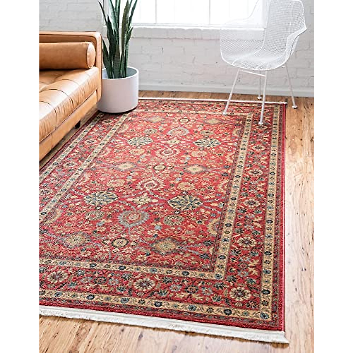 Rugs.com Chelsea Collection Rug – 5' x 8' Red Medium Rug Perfect for Bedrooms, Dining Rooms, Living Rooms
