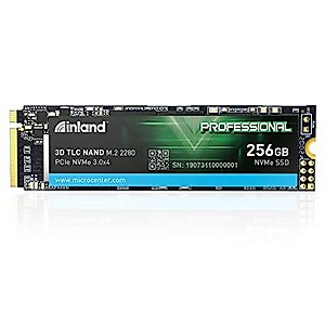 Inland Professional 256GB NVMe SSD M.2 2280 PCIe Gen 3.0x4 3D TLC NAND Internal Solid State Drive, PCIe Express 3.1 and NVMe 1.3 Compatible (256GB)