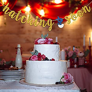 INNORU Hatching Soon Banner, Dinsaur Theme first Birthday Party Decorations, Baby Shower, Happy Birthday Party Decorations Gold Glitter