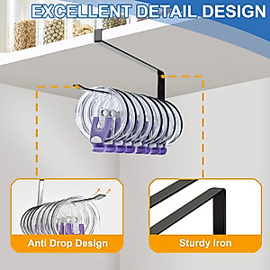 Xlajiao 2 Pack Tumbler Lid Organizer, Premium Tumbler Lid Storage Hook Up to 20 Lids, Space Saving Cup Lid Holders Under Cabinet Tumbler Lid Hook for Kitchen Organizer, No Adhesive No Drill (Black)
