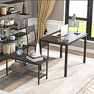DlandHome Dining Table Set, Kitchen Table Set Breakfast Table Set, 4 Piece Kitchen Dining Room Table Sets with 2 Chairs and 1 Bench, Kitchen Coffee Table Set Modern Table Set