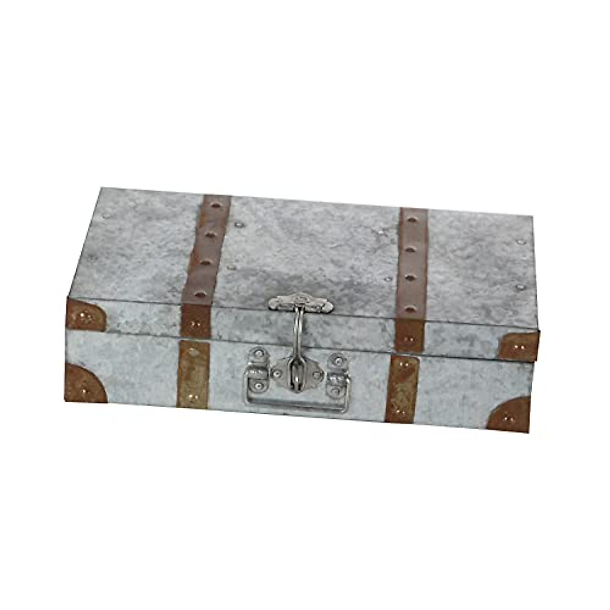 Deco 79 Metal Box with Hinged Lid, Set of 3 13", 16", 19"W, Gray