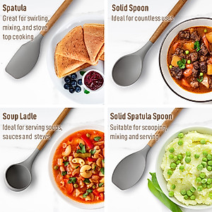 Zulay (8 Piece) Silicone Kitchen Utensils Set For Cooking - Non-Stick Silicone Cooking Utensils Set With Acacia Wood Handle - Heat Resistant Spatula Set - Flexible Silicone Kitchen Set