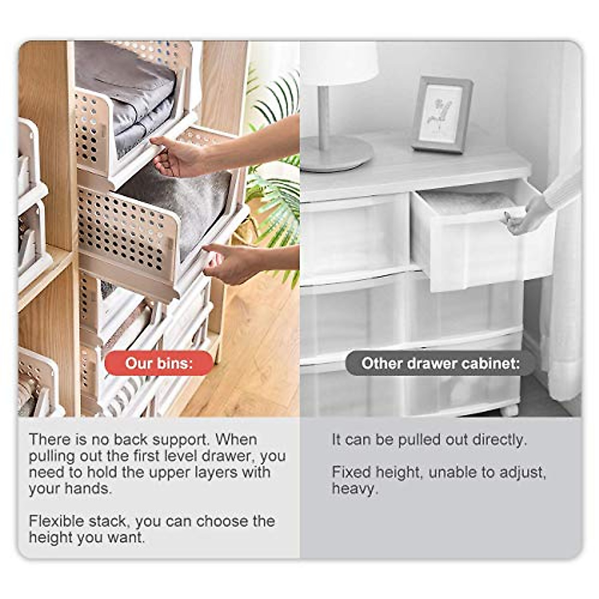 Pinkpum 4 Pack-Drawer Shelf Storage Container for Wardrobe +12 Pack Large Clear Plastic Shoe Storage Foldable Sneaker Storage Fit for Size 12