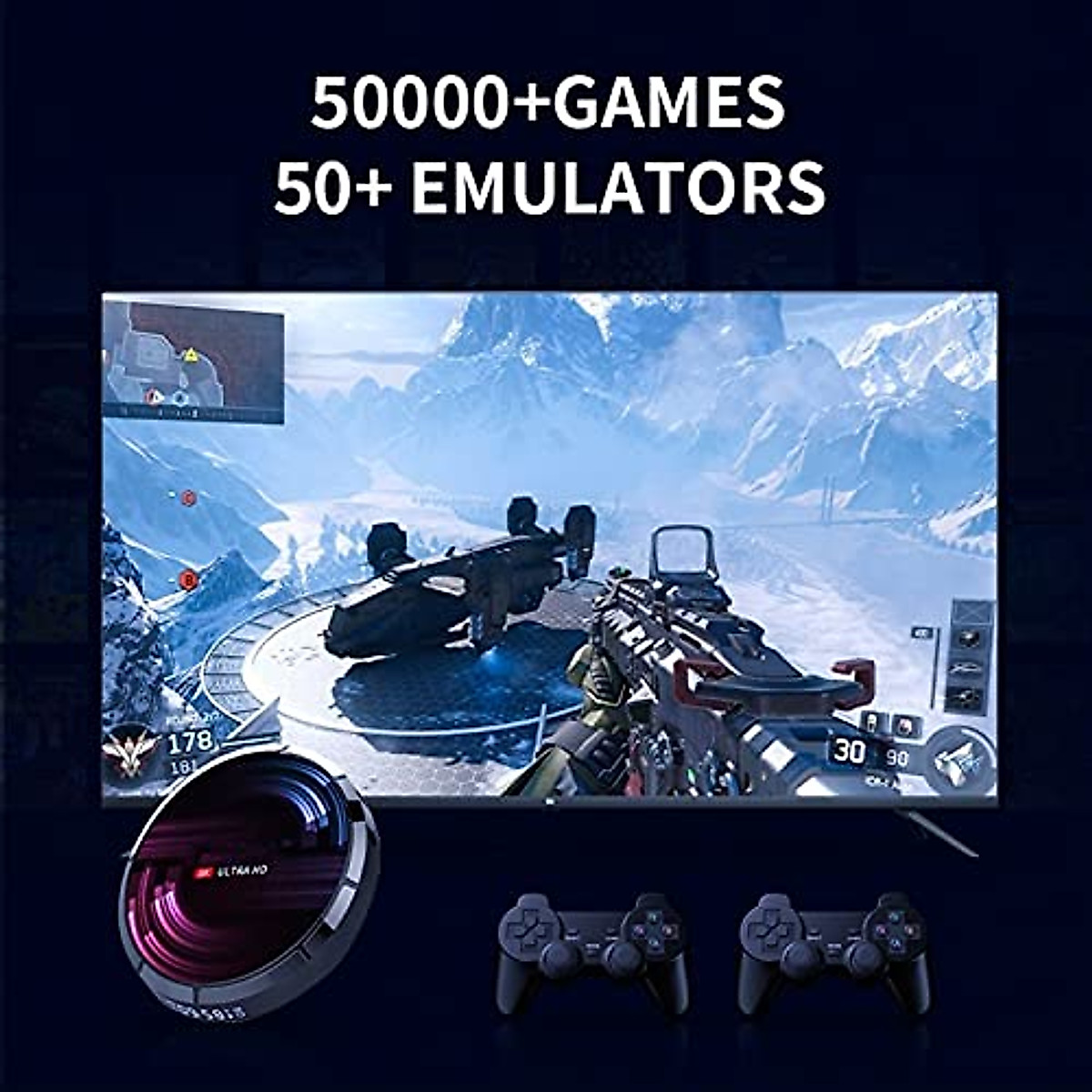 LXYFMS Retro Video Game Console, Super Console Built-in 3（EmuELEC/Android/CoreELEC）-in-1 System,4K UHD Output,Support PS1/PSP/NES/SEGA Saturn, Gifts for Men Who Have Everything