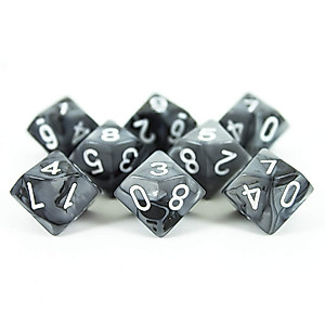 Paladin Roleplaying Gray and Black Dice - 8 D10 Set - 'Claws of Darkness'