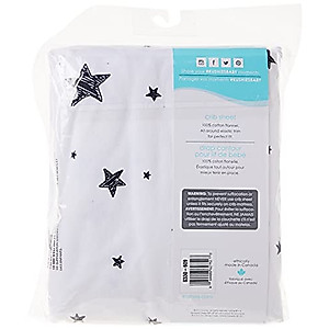 Kushies Crib Sheet Flannel Scribble Stars Black & White (S330-609)