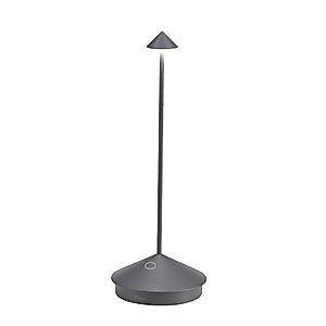 Zafferano, Pina Pro Lamp, Rechargeable Cordless Table Lamp with Touch Controls, Suitable for Indoor and Outdoor, Dimmer, 2200-3000 K, Height 11.4 Inches, Dark Gray Color