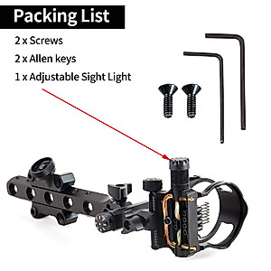TOPOINT ARCHERY CNC Aluminum 5 Pins Or 7 Pins .019" Tool-Less Bow Sight with Micro Adjust Detachable Bracket LED Sight Light Left and Right Hand (PRO 7 PINS, Black)