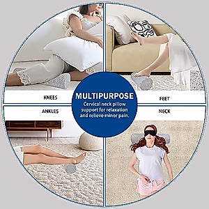 SUBCULTUREPICK Cervical Neck Roll Foam Pillow, Bolster Pillow, Round Neck Pillows Support for Sleeping, Bolster Pillow for Bed, Legs, Back and Yoga