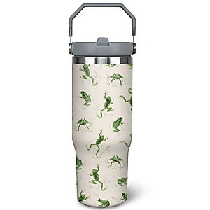 ysnifeiw 30oz Frog Tumbler with Handle and Straw, Stainless Steel Insulated Frog Cup with Top Handle and Lid, Frog Coofee Mug Gifts for Women Men
