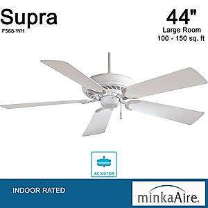 Minka-Aire F568-WH Supra 52 Inch Pull Chain Ceiling Fan in White Finish