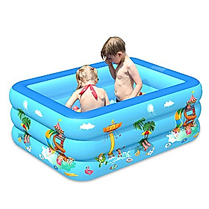 BESPORTBLE Kids Pool Inflatable Swimming Pool Blow up Family Pool Lounge Kiddie Pool for Kids Adults Garden Play Toy (Blue) 120cm Double Layer Kids Swimming Pool