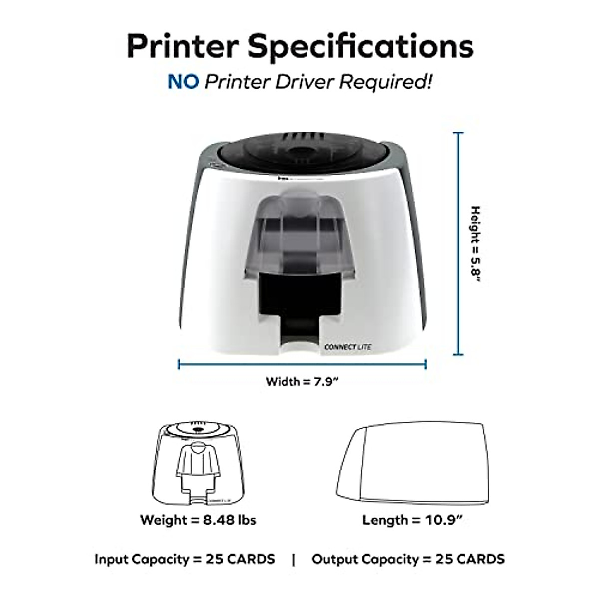 BadgePass ConnectLITE ID Card Printer & Supply Bundle ONE Cloud Photo ID Software- 1st Year Included! (ID Card Printer, ID Software, PVC Cards, YMCKO Ribbon, and Cleaning Kit Included)