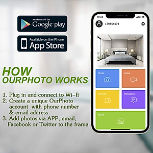 Digital Photo Frame WiFi Digital Picture Frame kimire 1920x1080 Touch Screen, Support Thumb USB Drive and SD Slot, Music Player, Alarm Clock, Share Photo and Video via APP, Cloud, Email(10inch Black)