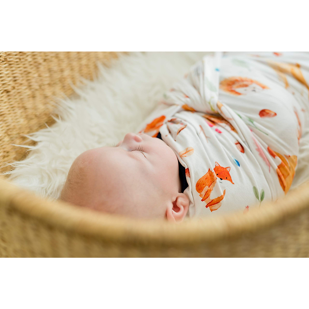 ADDISON BELLE – Swaddle Blanket– Viscose Made from Bamboo Soft Baby Blanket Baby Boy/Girl– Stretchy Newborn Baby Wrap –Nursery Receiving Blanket – Gender Neutral– 47” x 47” (Woodland Animals Print)