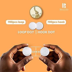 Self Adhesive Dots, Strong Adhesive 500pcs(250 Pairs) 3/4" Diameter Sticky Back Coins Nylon Coins, Hook & Loop Dots with Waterproof Sticky Glue Coins Tapes, Very Suitable for Classroom, Office, Home