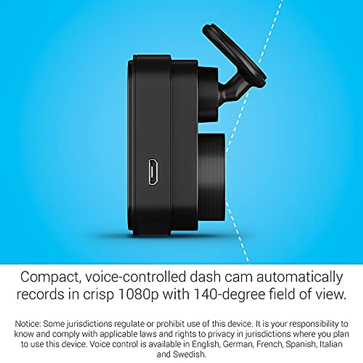 Garmin Dash Cam Mini 2, Tiny Size, 1080p and 140-degree FOV, Monitor Your Vehicle While Away w/ New Connected Features, Voice Control & Polarized Lens Cover for Dash Cam, (010-12530-18)