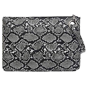 YAOSEN Women Snakeskin Pattern Envelope Clutch PU Leather Handbag Purse (Black)