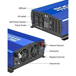 kinverch 5000W Power Inverter 12V to 110V Car Inverter with 4AC Outlets 2USB Ports for Camping/Truck/RV/Home
