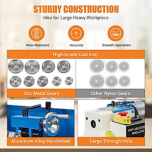Upgraded Metal Lathe 7x14inch, Precision Bench Top Mini Metal Lathe 550W Precision Metal Lathe Variable Speed 0-2500 RPM Metal Gear with A Movable Lamp