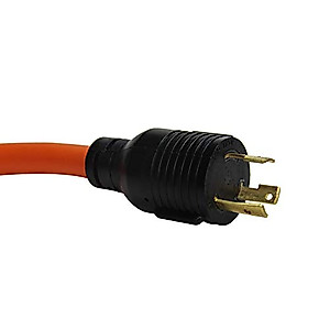 PLIS L5-30P to L14-30R Generator Twist Lock Adapter Piug,Generator Extension Cord,3Prong to 4Prong,4Prong Female Adapter STW 10AWG*3C,30Amp,Orange,1.5FT