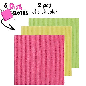 Mr. Pen- Dish Cloths, 6 pcs, Reusable Paper Towels, Absorbent Kitchen Towels, Dishcloths for Kitchen, Cellulose Sponge Cloths, Dish Drying Towels, Kitchen Cleaning Cloths, Sponge Cloth, Dish Rag.