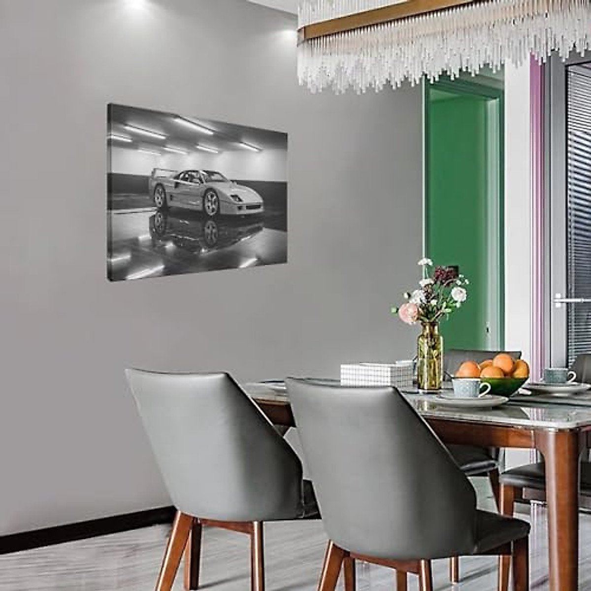 Car Poster Ferrari F40 Supercar Posters Racing Car Canvas Wall Art For Boy's Bedroom SuperCar Wall Decor Frame-style 30x20inch(75x50cm)