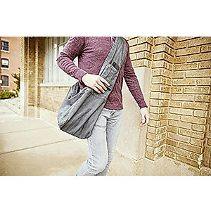 COLONY CO The Farmers Market Bag - Organic Cotton Canvas - Crossbody Sling Design - Cargo Pockets - Comfortable Wide Strap for Easy Carrying - Foldable - Washable - Durable, Strong - Gray - Made