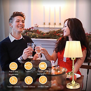 Leroxo Portable Metal LED Lamp, Cordless Metal Lamp, Touch Control Charging Lamp3-Levels Brightness Rechargeable Bedside Lamp,Laser,LED lamp