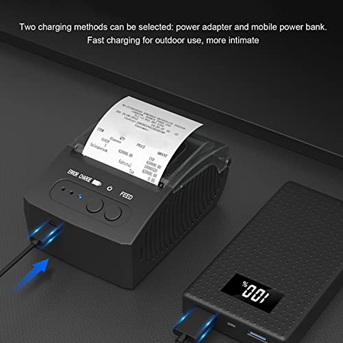 Thermal Printer, 58mm Small Paper Width and Convenient 100240V Thermal Receipt Printer for Restaurants (US Plug)